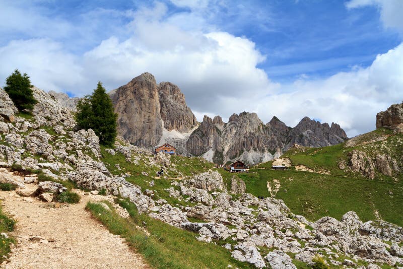 Hike on Catinaccio Mountain, Italy Stock Image - Image of path ...