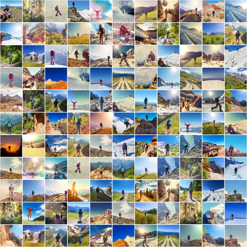 Hike in collage stock image. Image of friends, hiker - 54175609