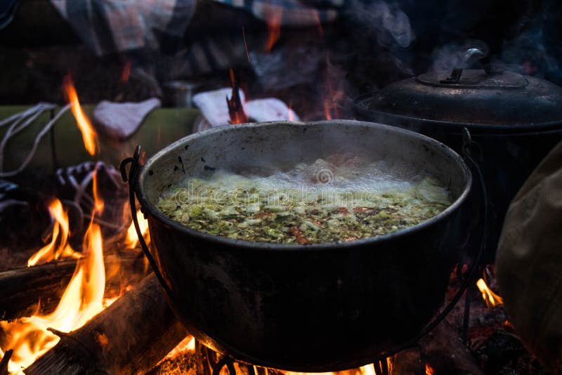 Hike and food stock image. Image of cauldron, outdoor - 96748405