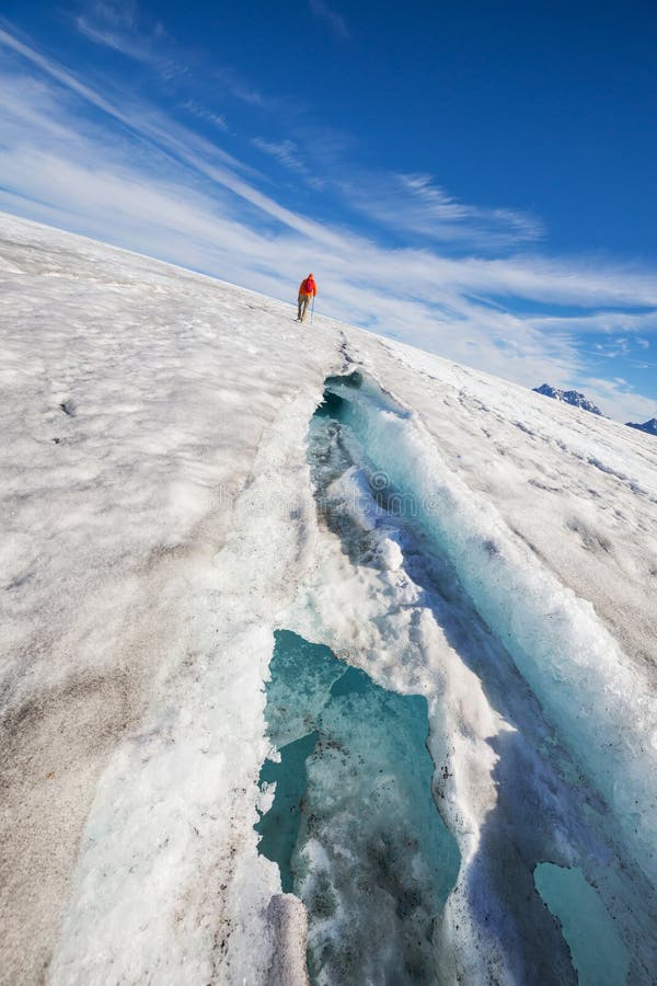 Hike on the glacier stock photo. Image of frigid, environment - 282403932