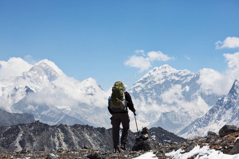 Hike in Himalaya stock photo. Image of mountain, active - 54172914