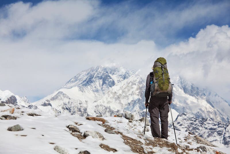 Hike in Himalaya stock photo. Image of male, backpacking - 54174324