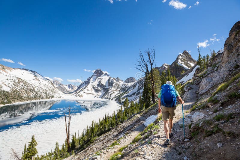 Hike in mountains stock photo. Image of sunny, mountaineer - 256649098