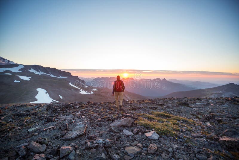 Hike on sunset stock photo. Image of dawn, hike, wanderlust - 155183102