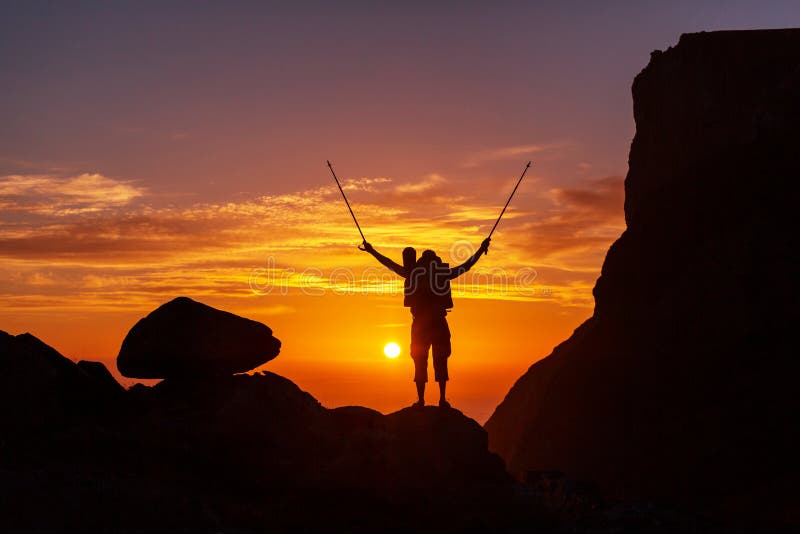Hike on sunset stock photo. Image of outdoors, hike, mountains - 67825440