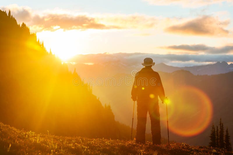 Hike on sunset stock photo. Image of natural, friends - 8034030