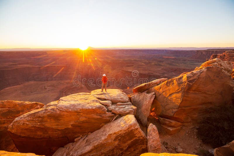 Hike on sunset stock photo. Image of climber, people - 261815178