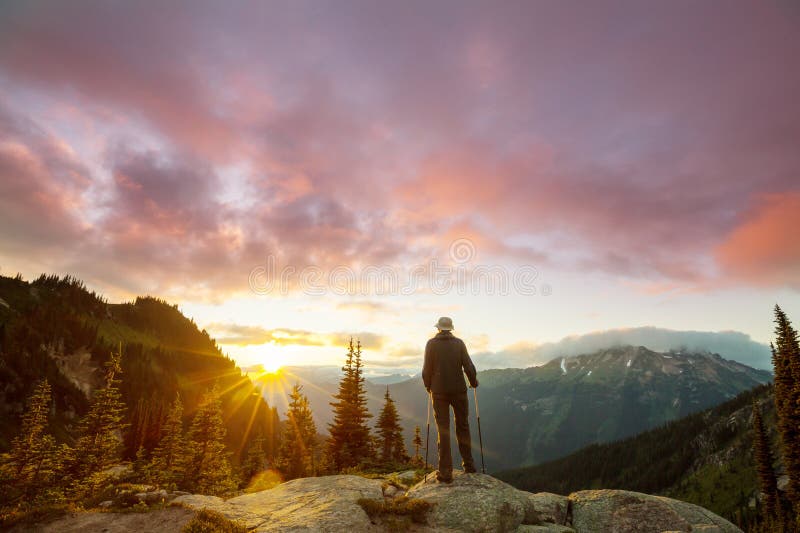 Hike on sunset stock photo. Image of natural, friends - 8034030