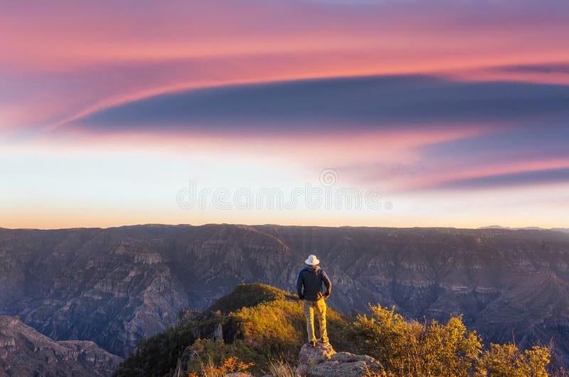 Hiking on sunset stock image. Image of hike, discovery - 3471445