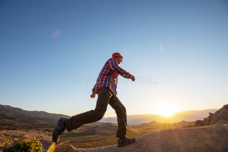Hike on sunset stock photo. Image of natural, friends - 8034030