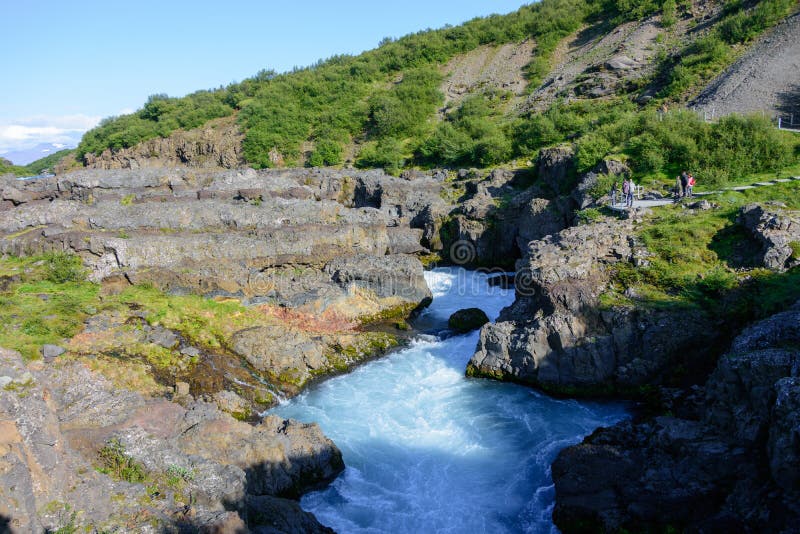 Barnafoss Waterfalls in Iceland Stock Photo - Image of view, outdoor ...