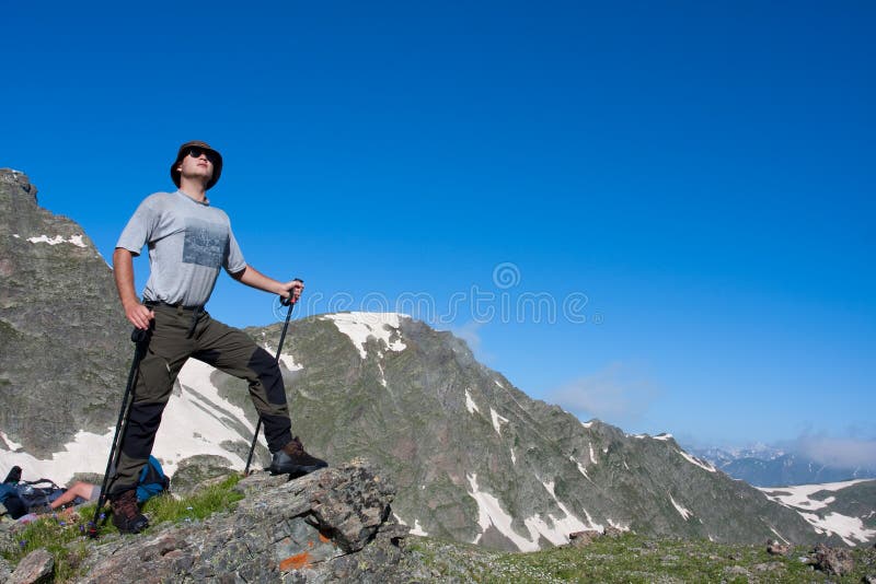 Hiker stock image. Image of outside, boulder, backpacker - 11008195