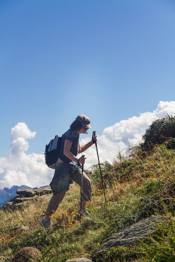 Hiker stock image. Image of mountains, explore, meadow - 26342077