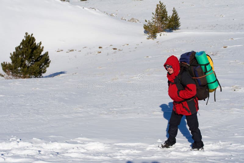 Hiker stock photo. Image of mountaineering, winter, cold - 7117360