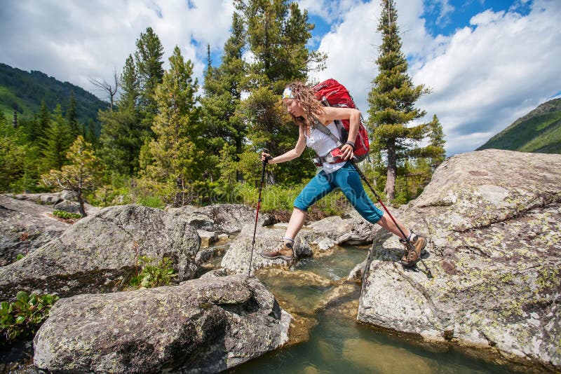 Hiker in Altai Mountains, Russian Federation Stock Image - Image of ...
