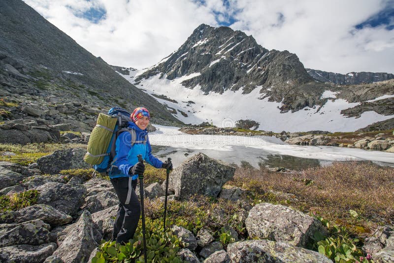 Hiker in Altai Mountains, Russian Federation Stock Image - Image of ...