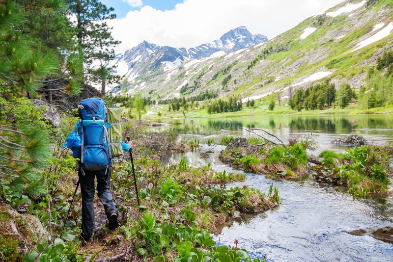Hiker in Altai Mountains, Russian Federation Stock Image - Image of ...