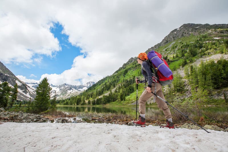 Hiker in Altai Mountains, Russian Federation Stock Image - Image of ...