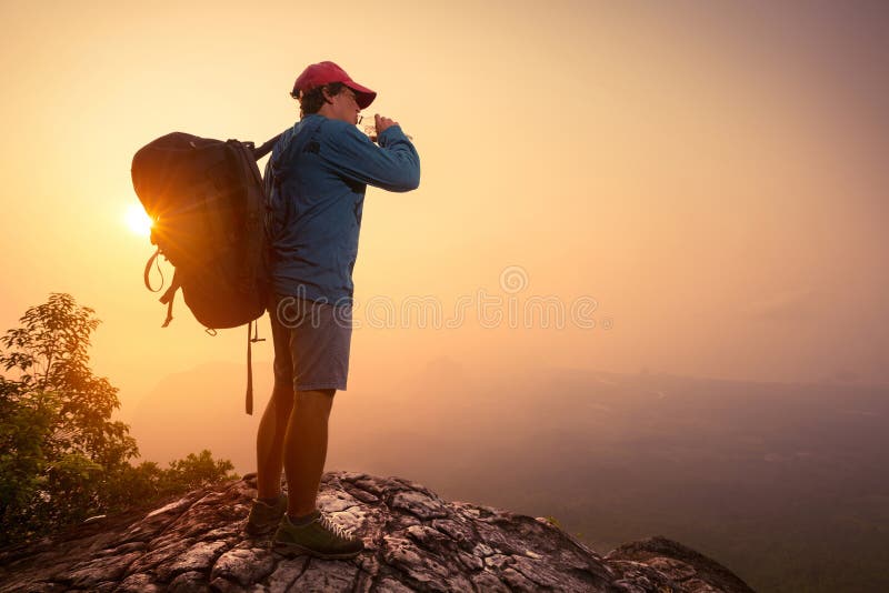 Hiker with backpack stock photo. Image of endurance, hiker - 54293368