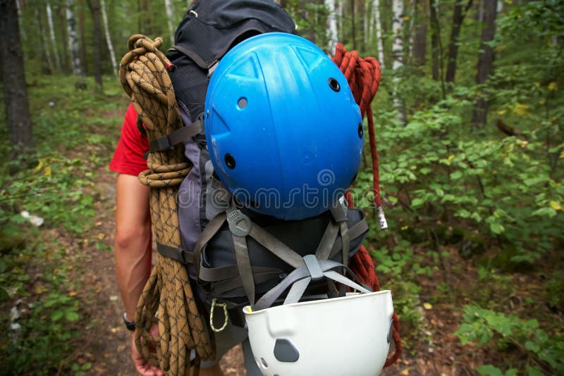 Hiker with a backpack stock image. Image of extreme - 115450431