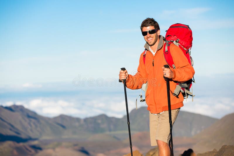 Hiker with backpack stock photo. Image of rock, hill - 39875878