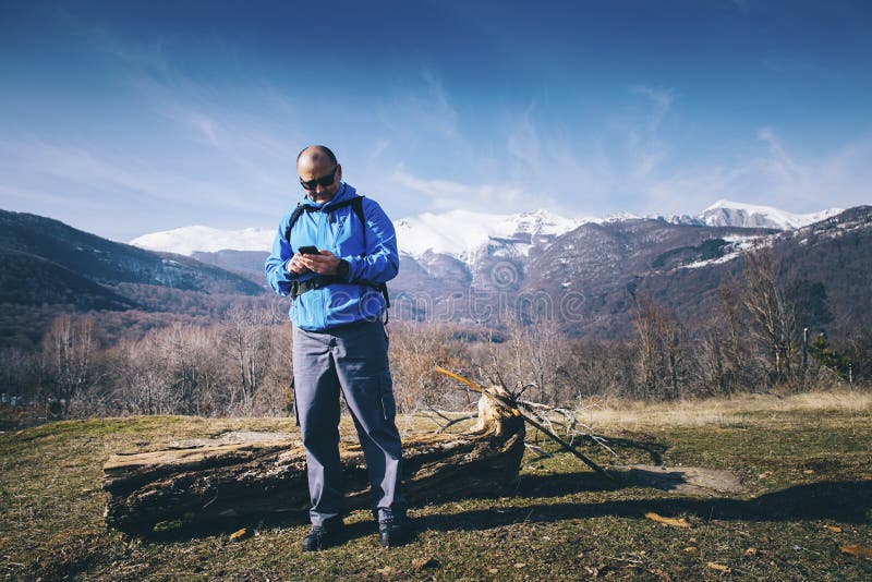 Man Hiking in the Mountains Stock Photo - Image of people, forest ...