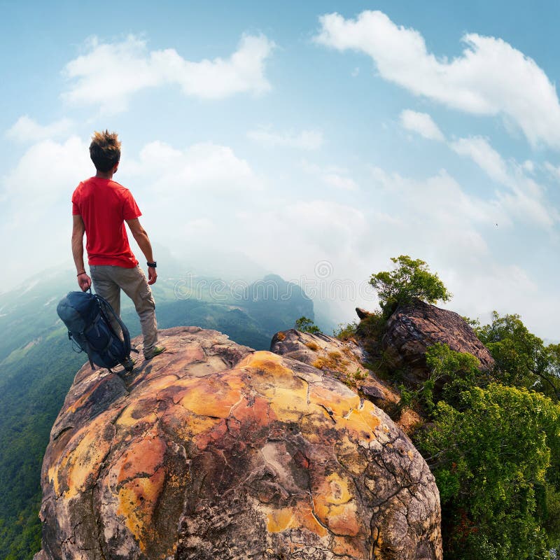 Hiker on the cliff stock photo. Image of cliff, planet - 54297922
