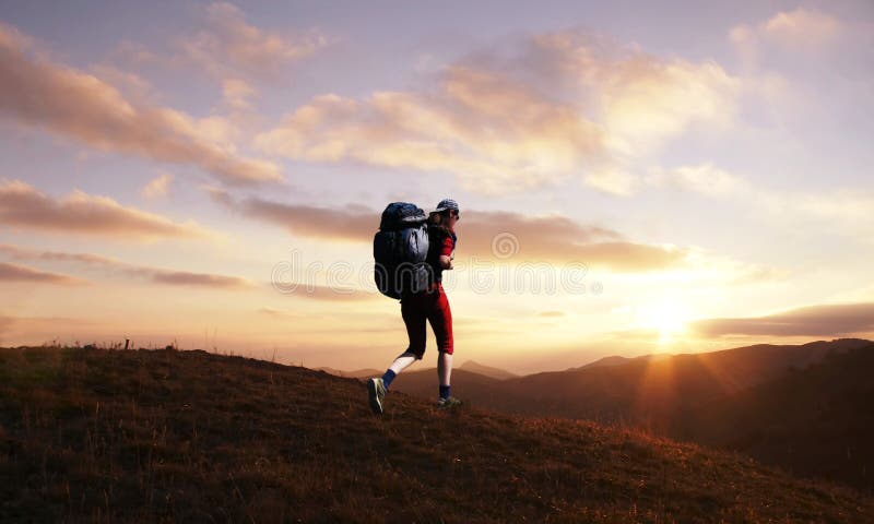 Hike on sunset stock photo. Image of natural, friends - 8034030