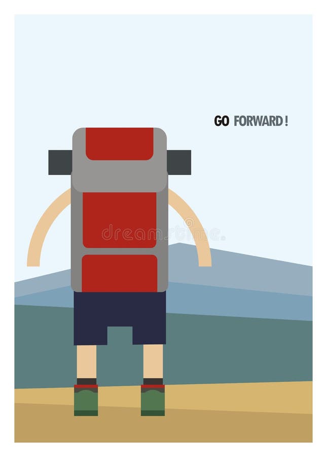 Hiker go forward stock vector. Illustration of backpack - 73443673