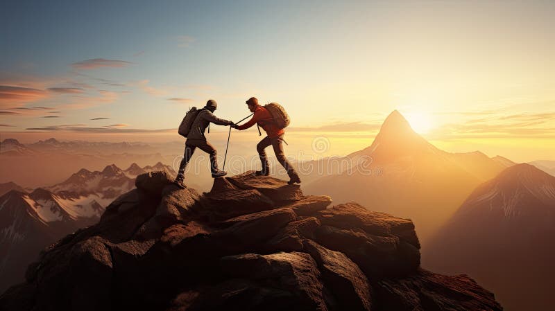 Hiker helping other man stock photo. Image of teamwork - 293728410