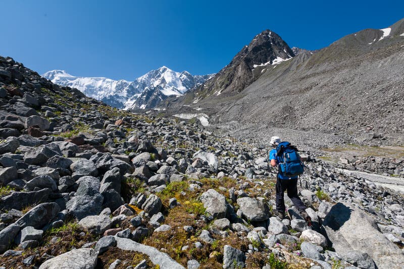 Hiker in Altai Mountains, Russian Federation Stock Image - Image of ...