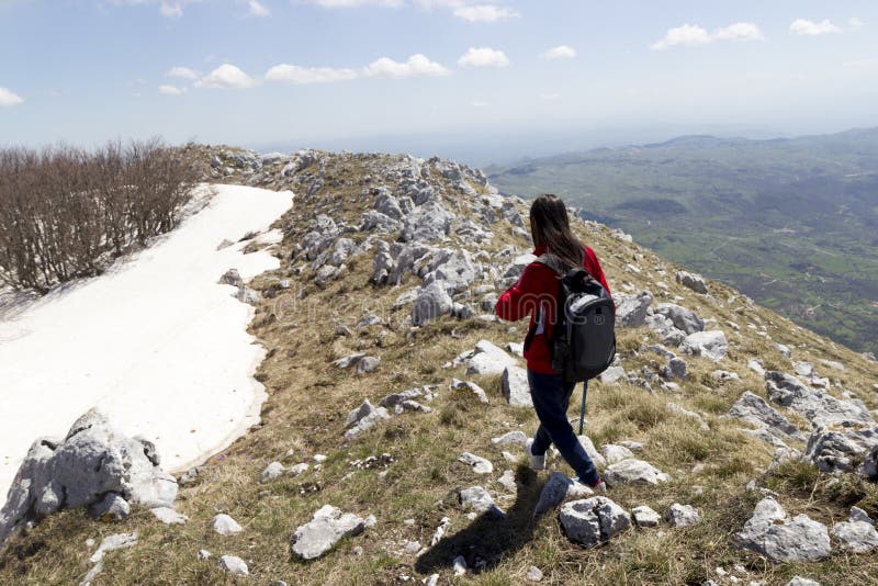 Hiker on mountain stock image. Image of mountain, healthy - 123617407