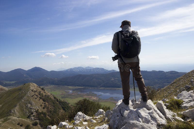 Hiker on mountain stock photo. Image of scenic, hiker - 109233384