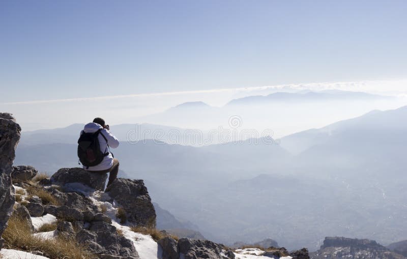 Hiker on mountain stock image. Image of courage, rock - 89492945