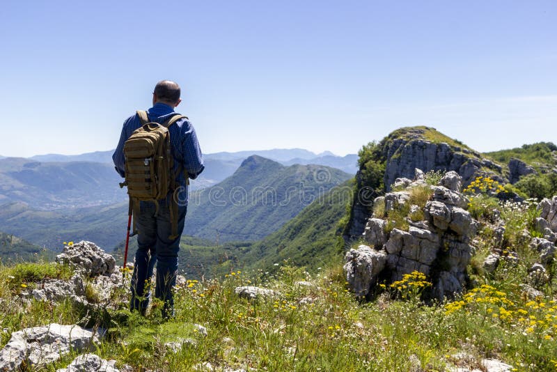 Hiker on mountain stock photo. Image of alburni, climbing - 192444250