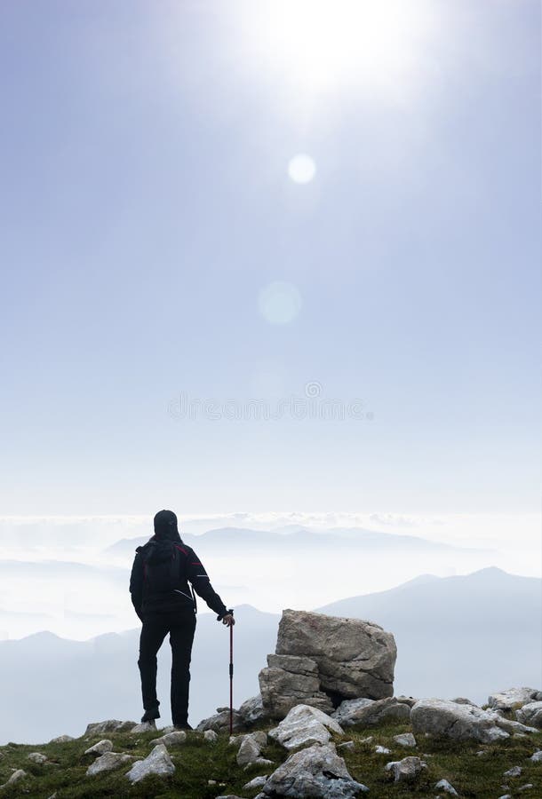 Hiker on mountain stock image. Image of trail, hiking - 177307525