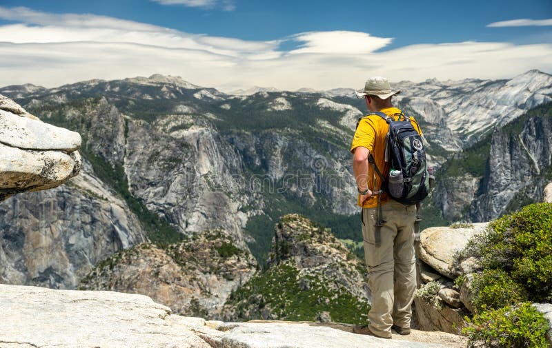 Hiker Pauses To Look Down into the Valley Below Dewey Point Stock Photo ...