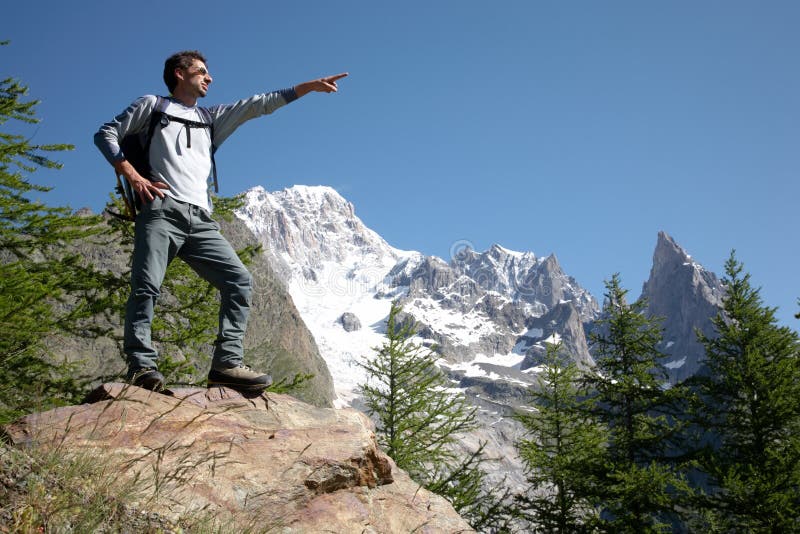 Hiker pointing stock photo. Image of sport, journey, mountain - 5870582