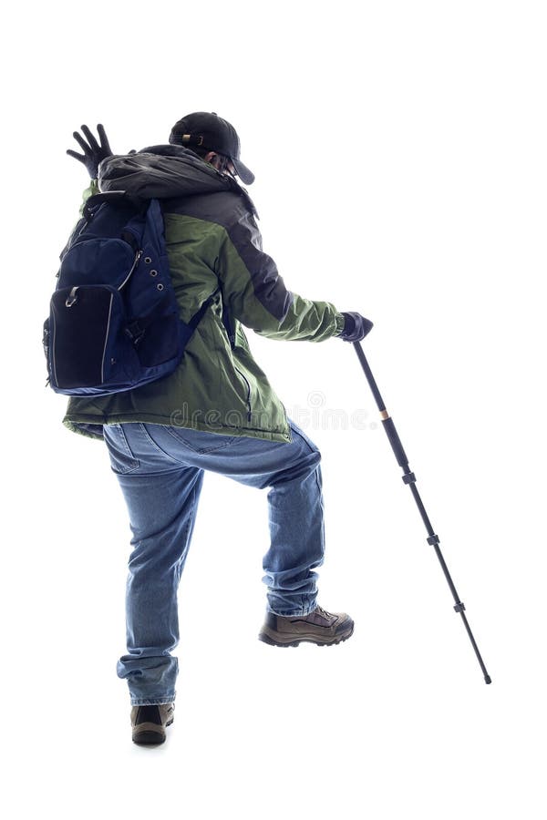 Hiker Poking Something with a Stick Stock Image - Image of climbing ...