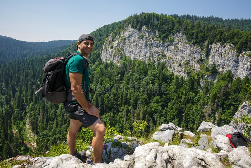 Hiker Posing Very High Cliff Stock Photos - Free & Royalty-Free Stock ...