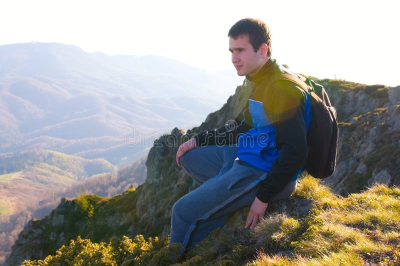 Hiker resting stock image. Image of journey, adventure - 19305615
