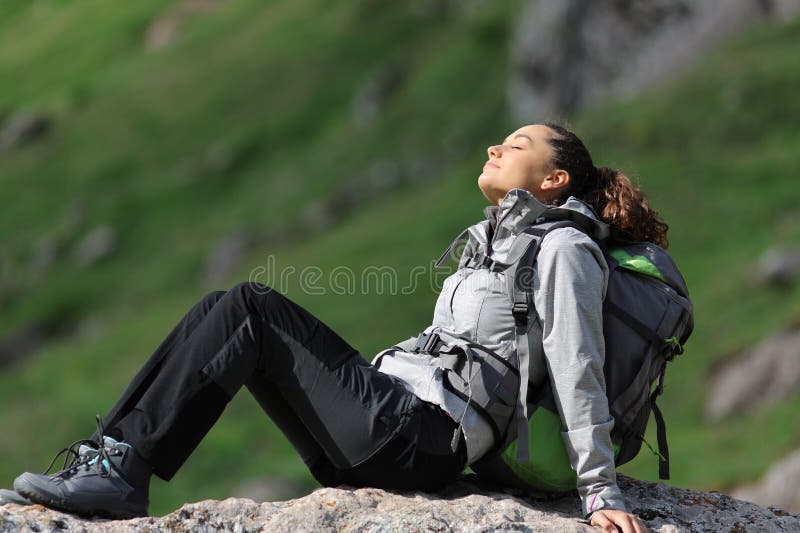 Hiker Resting in a Beautiful Sunny Day Stock Image - Image of glacier ...
