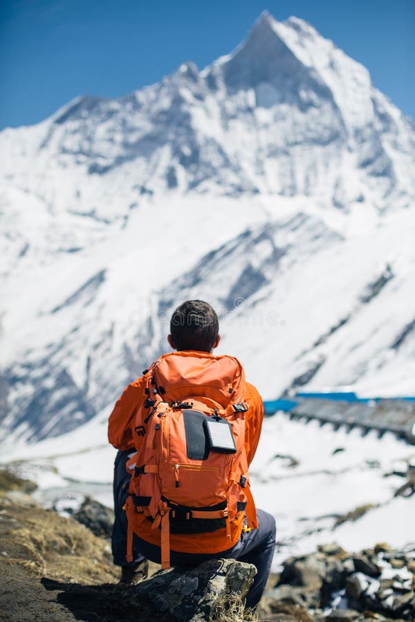 Hiker Sitting Below the Summit Stock Photo - Image of aspirations ...