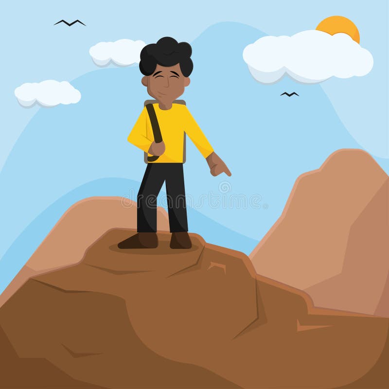 Hiker Standing on Rock. Vector Stock Illustration - Illustration of ...