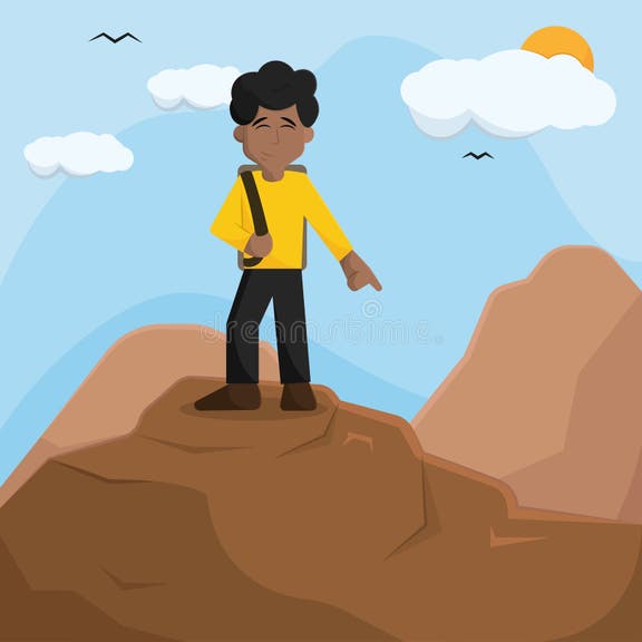 Hiker Standing on Rock. Vector Stock Illustration - Illustration of ...