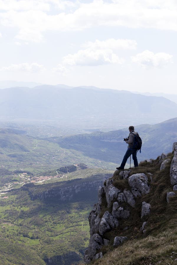 Hiker on mountain stock photo. Image of blue, activity - 124753216
