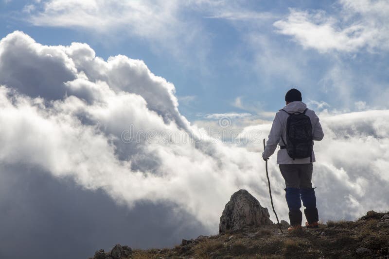 Hiker on mountain stock image. Image of caucasian, hiking - 256448813