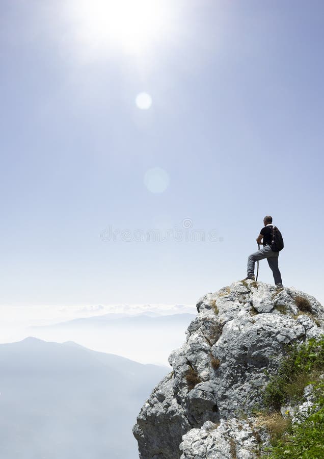 Hiker on mountain stock image. Image of trek, landscape - 179258159