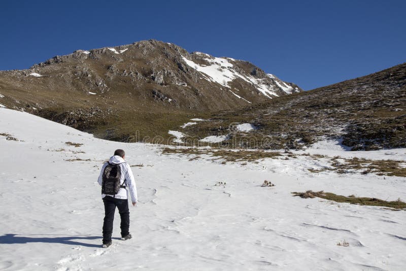 Hiker on the Summit of a Mountain Stock Image - Image of hiking, hiker ...