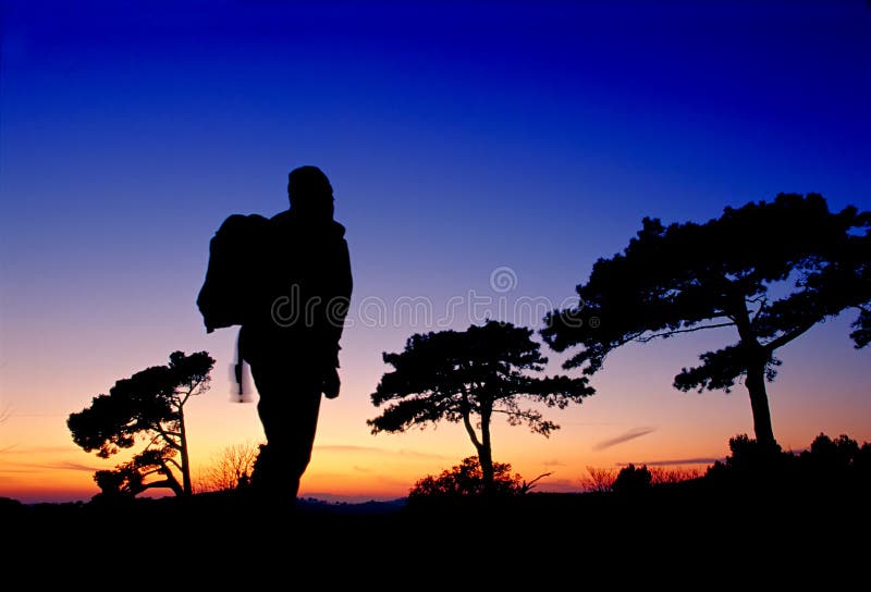 Hiker at sunset stock image. Image of sunset, hiker, tree - 2534009